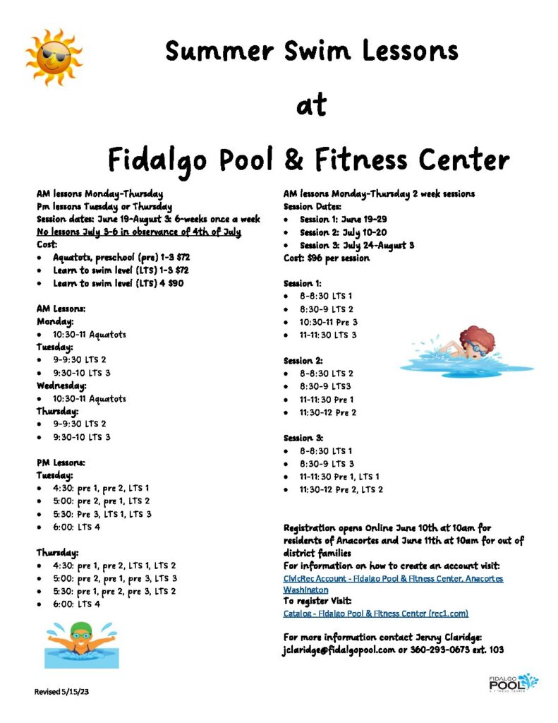 Swim Lessons - Fidalgo Pool & Fitness Center, Anacortes Washington